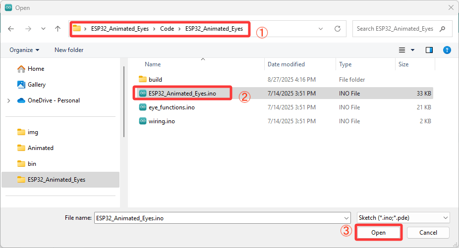 Upload Code — ESP32_Animated_Eyes documentation